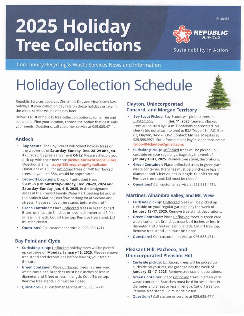 Republic Services 2025 Holiday Tree Collections Schedule - City of Clayton